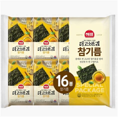 해표 더고소한김 참기름 4g 16입 배민 장보기∙쇼핑