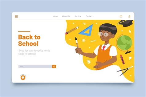 학교 방문 페이지 템플릿으로 돌아가기 무료 벡터