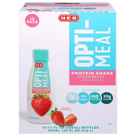H E B Opti Meal 10g Protein Shakes 12 Pk Bottles Strawberry Shop