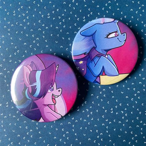 Mlp Button Trixie And Starlight On The Rocket Matching Pins Etsy