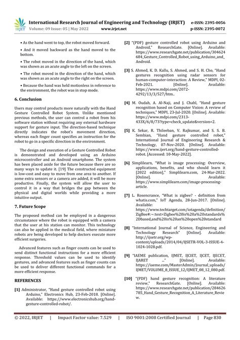 Arduino Based Hand Gesture Controlled Robot Pdf Robotics Technology And Computing
