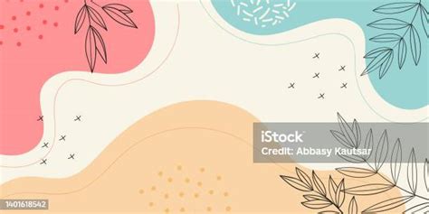 파스텔 색상의 유기적 모양과 손 그리기 선이 있는 추상적인 배경 텍스트 공간이 있는 현대적인 디자인 템플릿입니다 브랜딩 디자인을