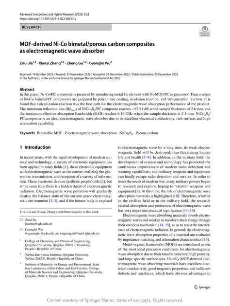 Mof Derived Ni Co Bimetal Porous Carbon Composites As Electromagnetic