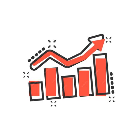 Premium Vector Growing Bar Graph Icon In Comic Style Increase Arrow