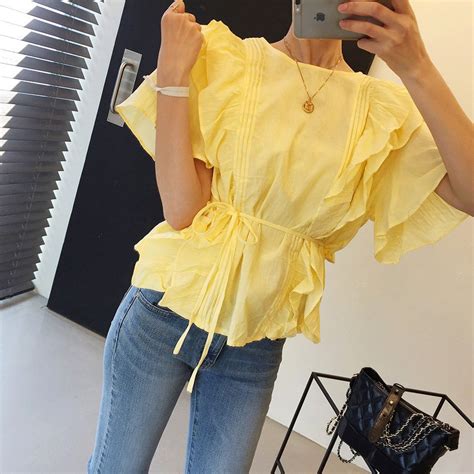 좋은날 허리끈 프릴 러플 블라우스 3color