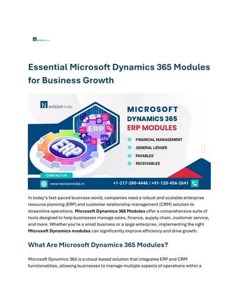 Ppt Essential Microsoft Dynamics 365 Modules For Business Growth