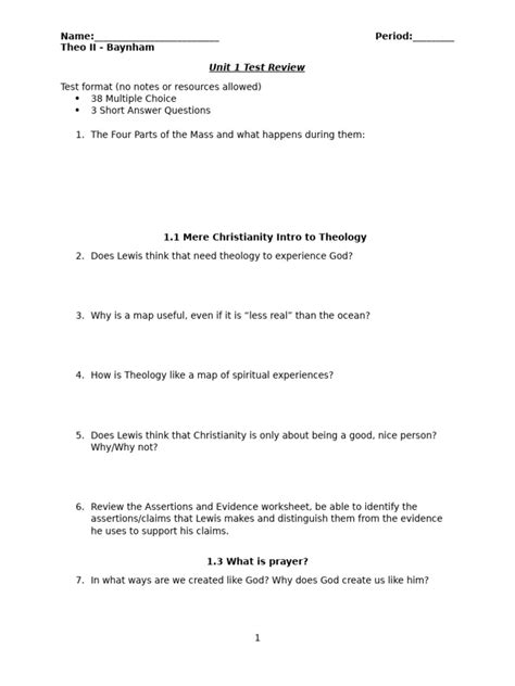 16 Unit 1 Test Review Pdf