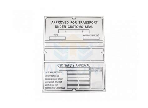 ISO Shipping Container CSC Plate Stainless Steel CSC Plate