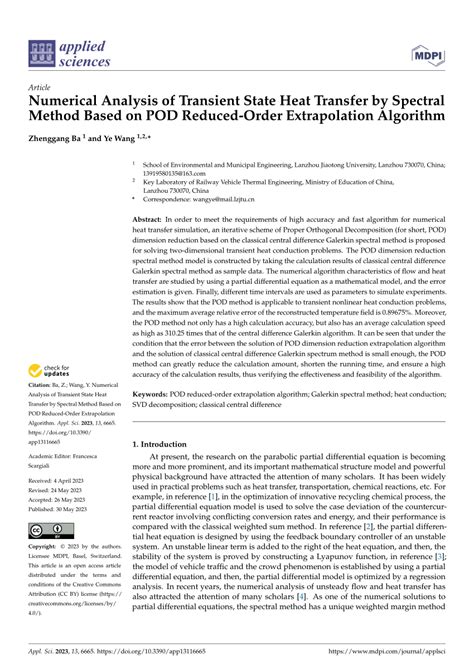 pdf numerical analysis of transient state heat transfer by spectral method based on pod