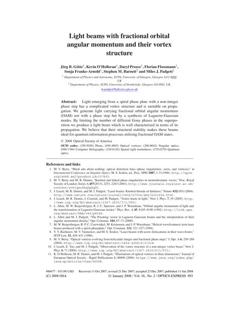 Pdf Light Beams With Fractional Orbital Angular Momentum And Their Vortex Structure