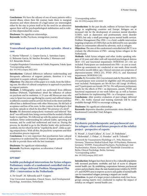 Pdf Scalable Psychological Interventions For Syrian Refugees Preliminary Results Of A