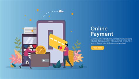 작은 사람 캐릭터와 전자 상거래 시장 쇼핑 온라인 일러스트 모바일 결제 또는 송금 개념 웹 방문 페이지 배너 프리젠 테이션 소셜 미디어 인쇄 미디어에 대한 템플릿 개념에