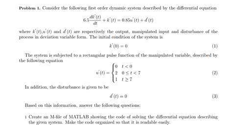 Solved Problem Consider The Following First Order Dynamic Chegg