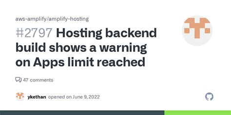 Hosting Backend Build Shows A Warning On Apps Limit Reached · Issue 2797 · Aws Amplifyamplify