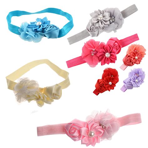 아기 소녀 머리띠 유아 시폰 머리 장식 가짜 진주 Hairband 밝은 보라색여성 헤어 액세서리 Aliexpress