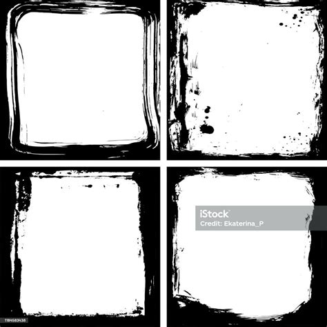 추상 그런 지 프레임 컬렉션 집합입니다 흑백 배경 방울 페인트 얼룩 잉크 템플릿 디자인용 복사 공간 카드 배너 템플릿 벡터 0명에 대한 스톡 벡터 아트 및 기타 이미지
