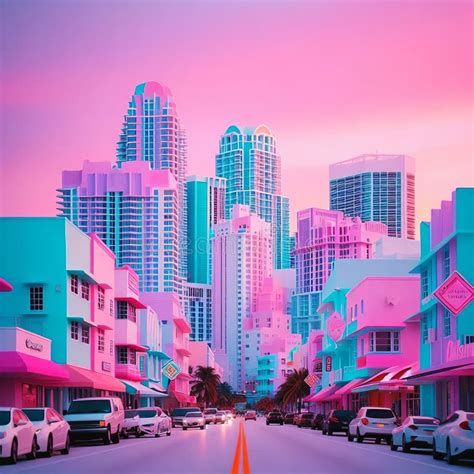 Miami Vice Pastel Pink Turquoise Lavender White And A Touch Of N Stock Illustration
