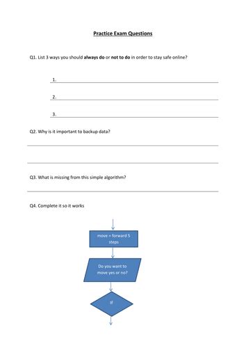 Mock Exam Questions For Ks3 Ict Teaching Resources