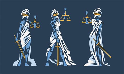 레이디 저스티스 세트 테미스 질서의 여신과 저울과 검 벡터 삽화로 정의로운 테미스에 대한 스톡 벡터 아트 및 기타 이미지 테미스 검 벡터 Istock