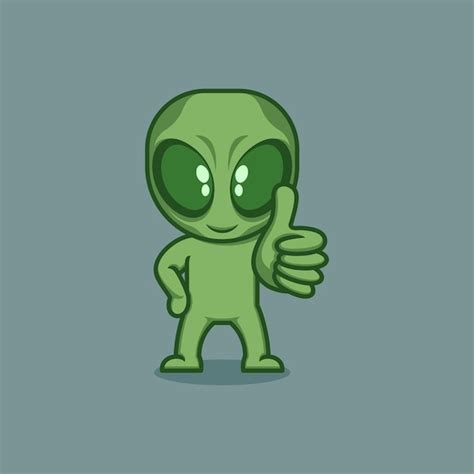 Premium Vector Cute Cartoon Alien Giving Thumbs Up