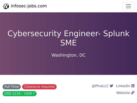 Hiring Cybersecurity Engineer Splunk Sme In Washington Dc Rinfosecjobs