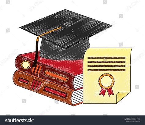 Grduation Hat Pile Books Diploma Stock Vector Royalty Free 1140019538