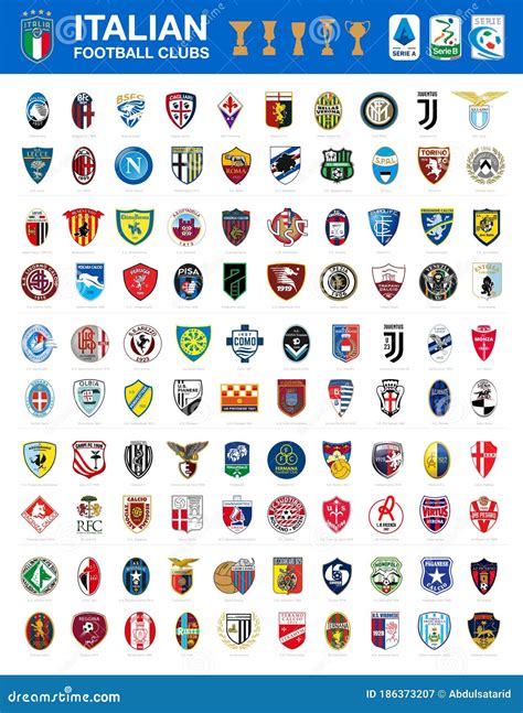 Italian Football Clubs Logos Cartoon Vector 186373207