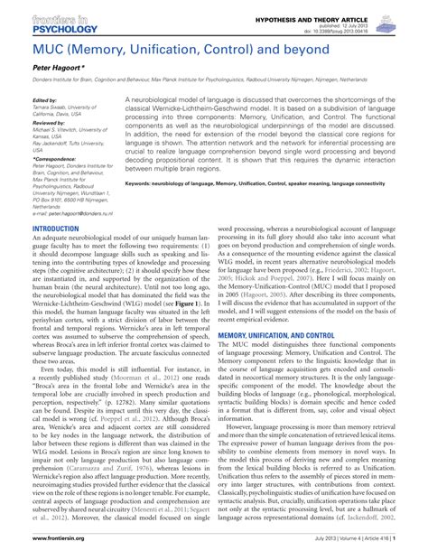 pdf muc memory unification control and beyond