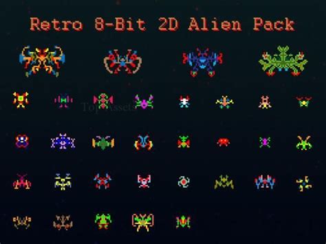 Retro 8 Bit 2d Alien Pack 2d Textures And Materials Unity Asset Store 8 Bit Retro Card