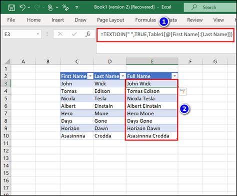 Combine First And Last Names In Ms Excel Quick Ways