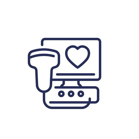 Cardiac Ultrasound Scanner Echocardiogram Line Icon 27795000 Vector