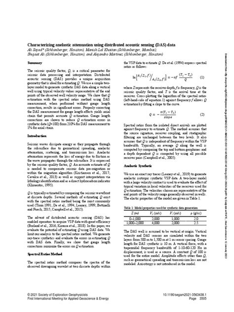 Characterizing Anelastic Attenuation Using Distributed Acoustic Sensing Das Data Pdf