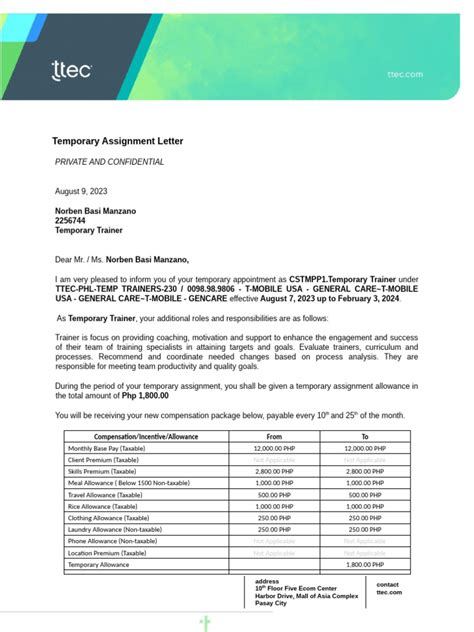 Temporary Assignment Signed Pdf