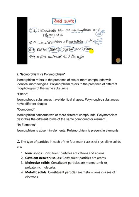Chemistry 50mks Adsdsddwadsddw 1 Isomorphism Vs Polymorphism Isomorphism