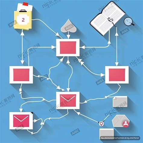 Ai创作图几何图形数字信息邮件 扁平化网络科技 互联网信息素材 扁平化框架图 信息网络设计 信息日常的场景 工作流程图背景 创意流程图 流程图设计 流程图图形图表 邮件营销策略 网络信息互联