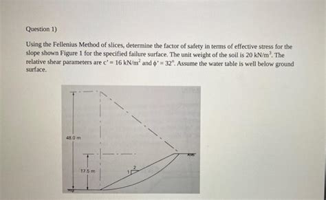 Solved Question 1 Using The Fellenius Method Of Slices