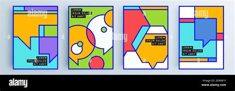 Modern Abstract Covers Set Minimal Covers Design Colorful Geometric Background Vector