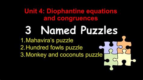 Diophantine Equation And Congruence Puzzles Pptx