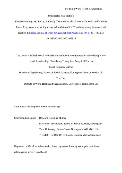 Pdf The Use Of Artificial Neural Networks And Multiple Linear