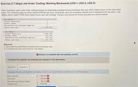 Solved Xercise 2 7 Algo Job Order Costing Working