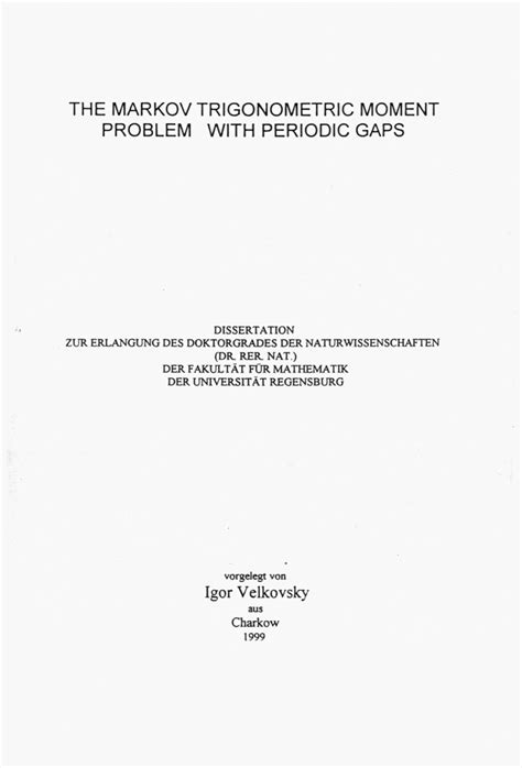 Pdf The Markov Trigonometric Moment Problem With Periodic Gaps