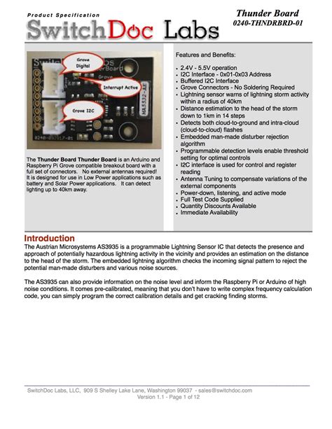 Thunder Board Lightning Detector Specification Released Switchdoc Labs Blog