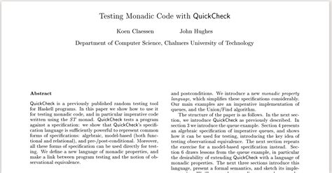 model based testing with quickcheck