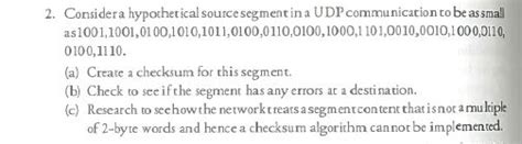 Considera Hypothetical Sourcesegment In A Udp