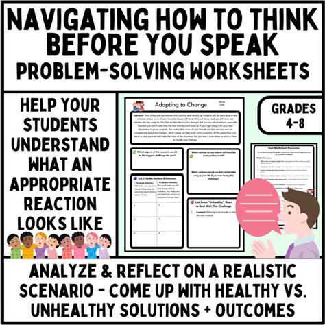 Why Think Before You Speak Problem Solving Sel Worksheets By Ms May
