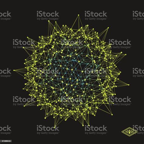 3d 디자인 요소 엠 블 럼입니다 검은 배경에 다른 조명 점입니다 벡터 일러스트입니다 3차원 형태에 대한 스톡 벡터 아트 및 기타 이미지 Istock