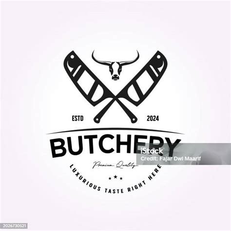 레트로 빈티지 플랫 정육점 로고입니다 고기 칼 템플릿 벡터 일러스트 레이 션 디자인 고기에 대한 스톡 벡터 아트 및 기타 이미지 고기 굽기 농업 Istock