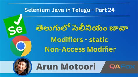 Core Java For Selenium In Telugu Modifiers Static Non Access