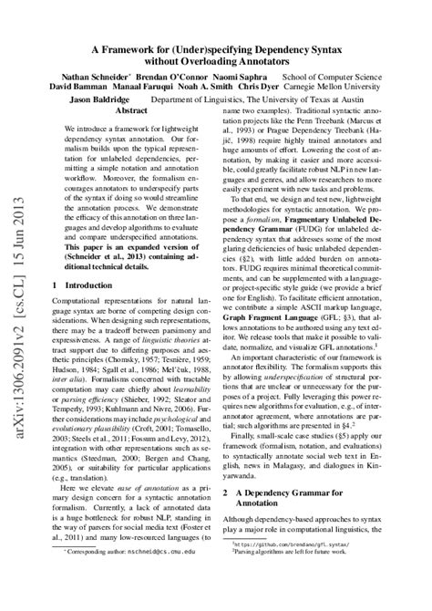 Pdf A Framework For Underspecifying Dependency Syntax Without
