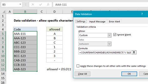Excel Data Validation Custom Formula Examples